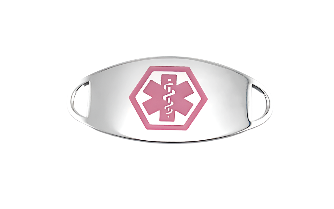 Stainless Steel Pink Enamel Medical ID Tag