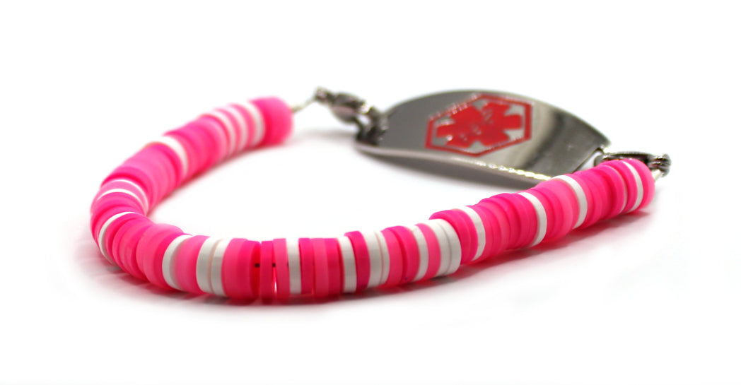 Safe in Pink Stretch Medical ID Bracelet